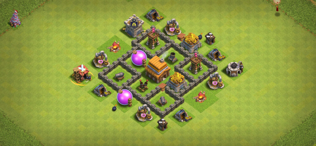 2022 TH4 Base Layout With Layout Copy Link - Base of Clans